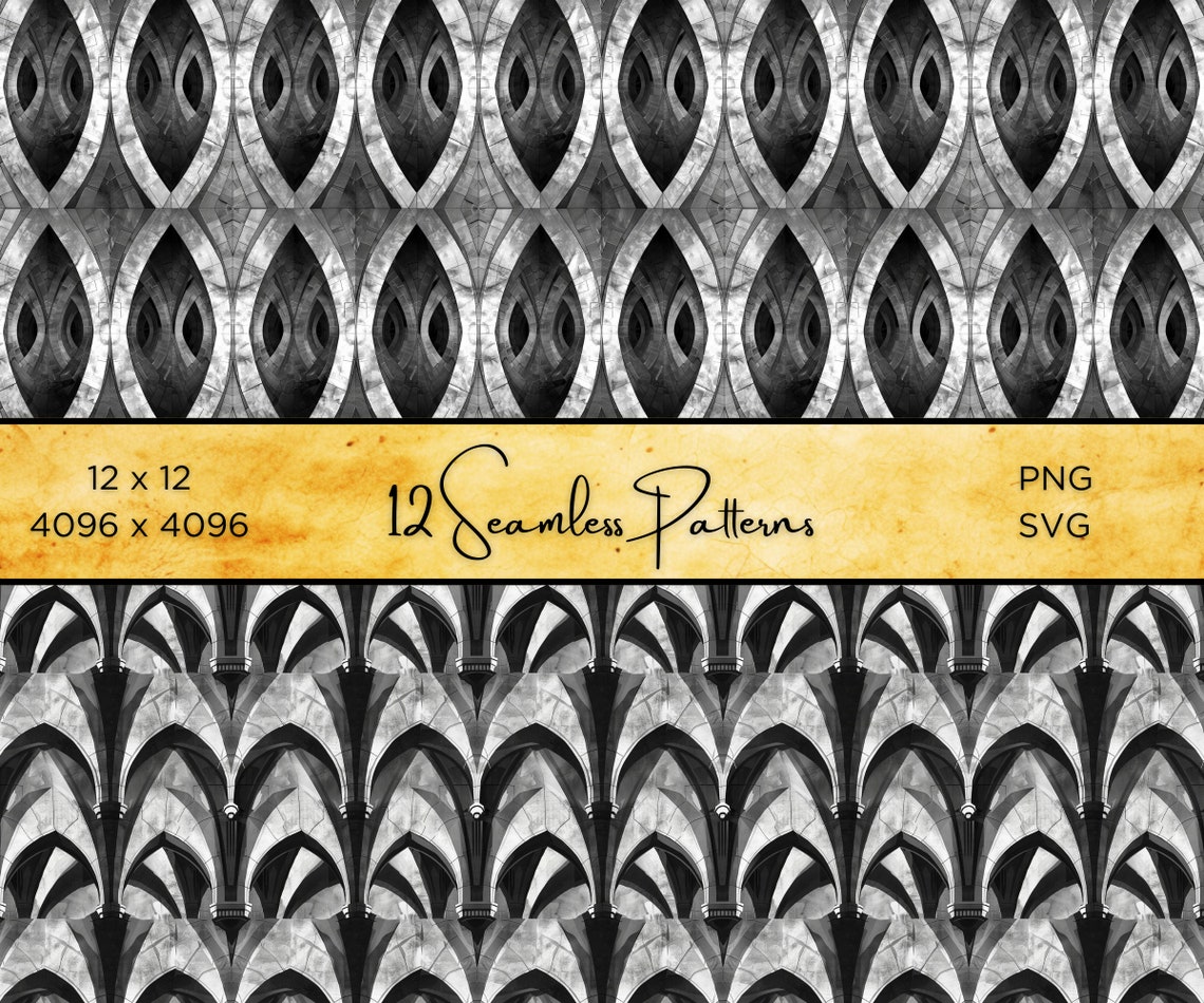 Gothic Cathedral Architecture Pattern Pack - Majestic Arches & Stone ...