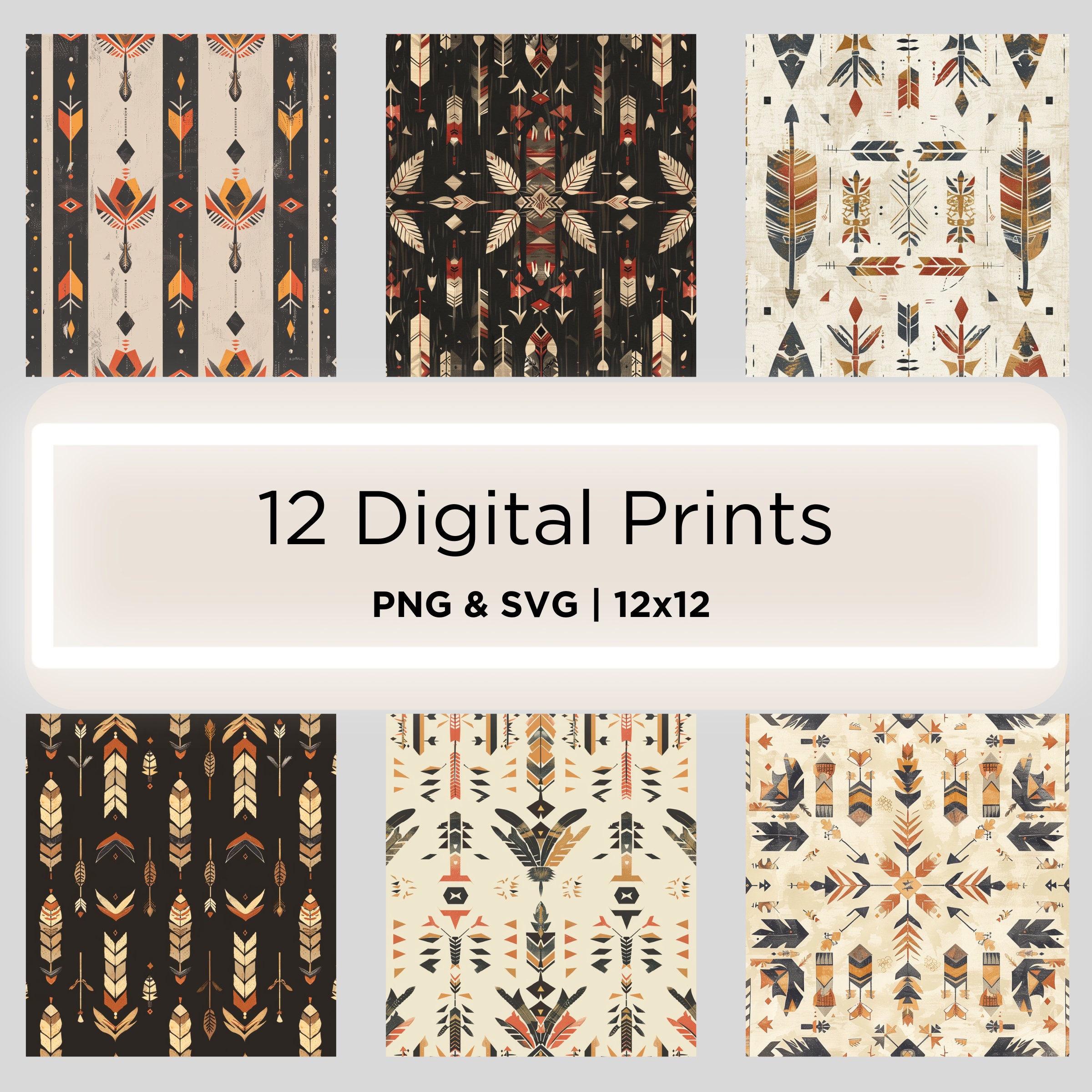Tribal Totem Vector Patterns Native Shapes Bundle, Boho Feather & Arrow ...