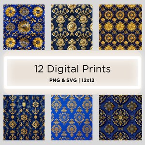 Luxurious Royal Blue and Gold Floral Ankara Pattern Pack Mandingo ...
