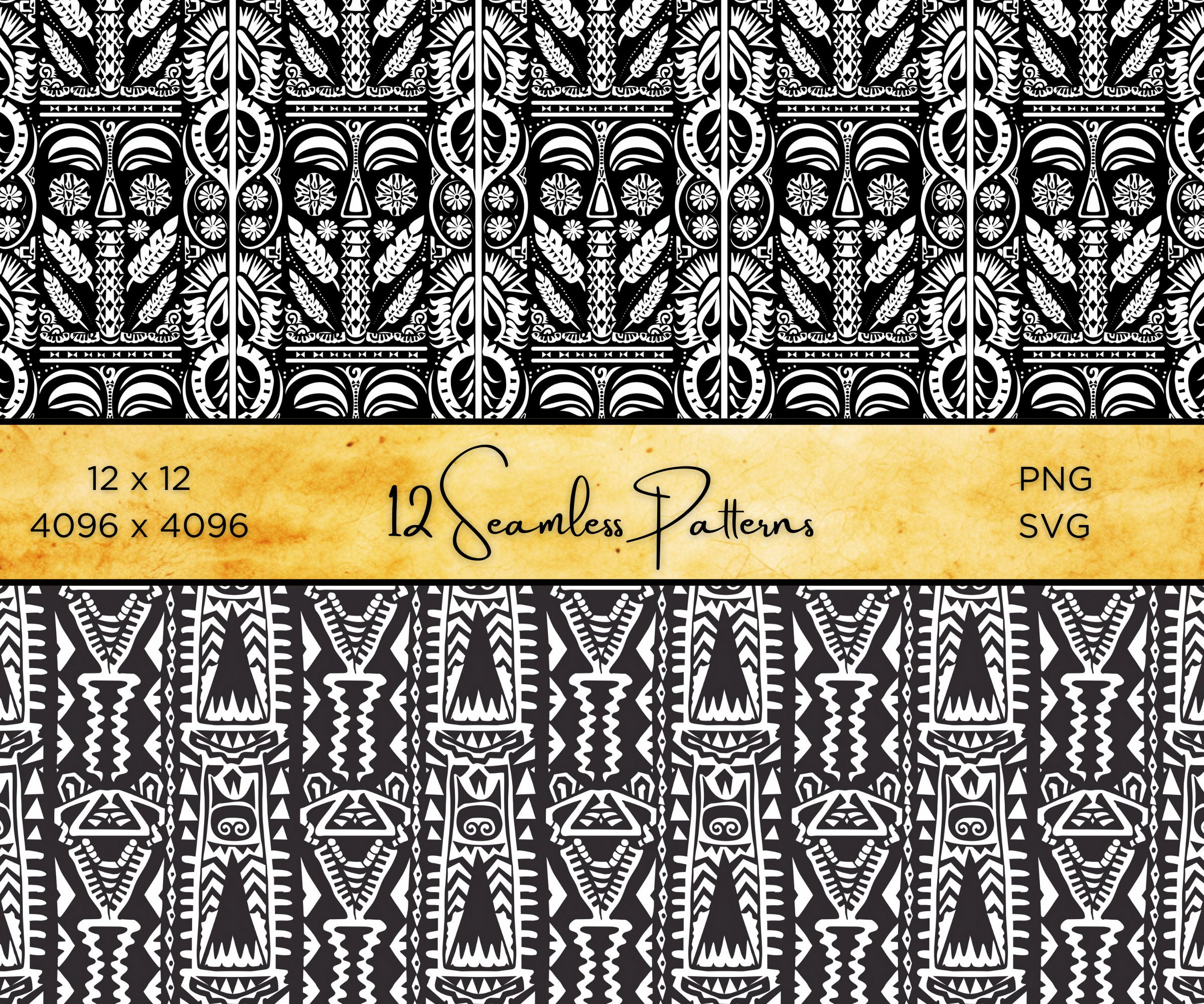 Polynesian Tribal Pattern Pack: Oceanic Art, PNG Files (digital ...