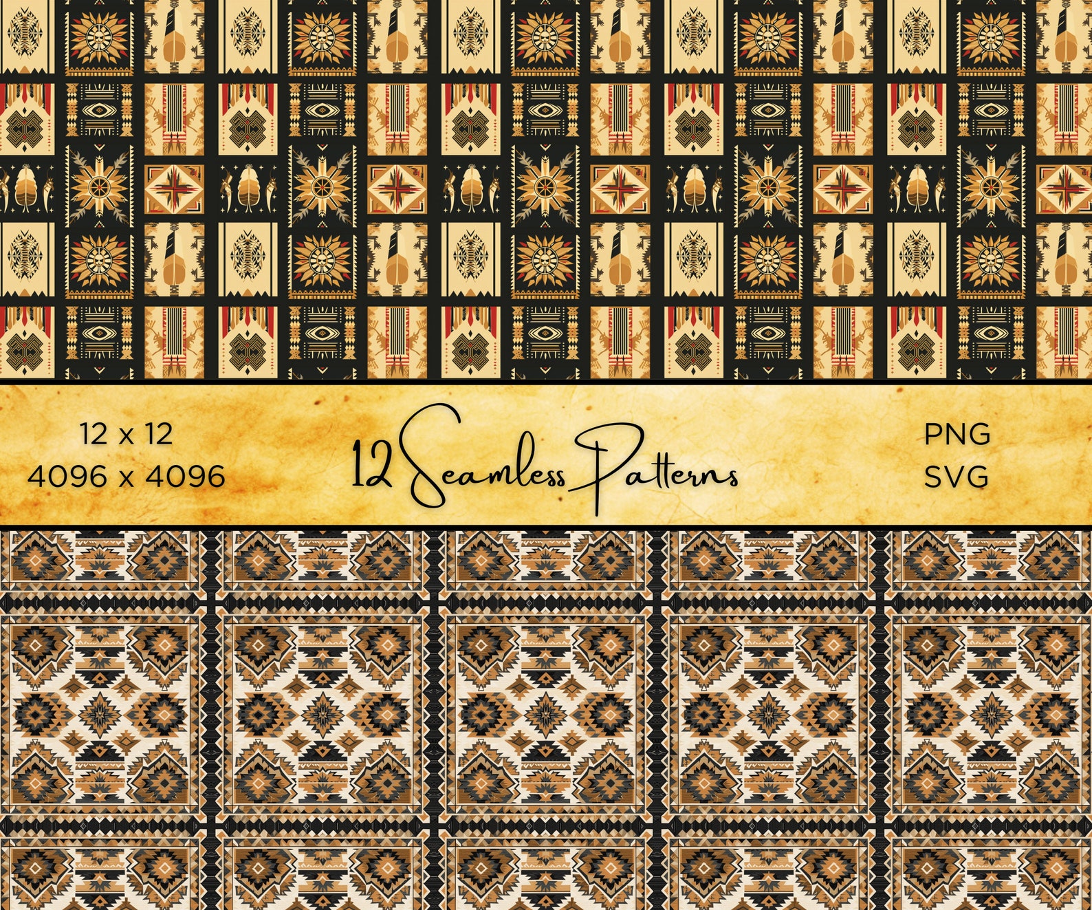 Native American Inspired Tapestry Patterns Pack - Southwestern Tribal ...