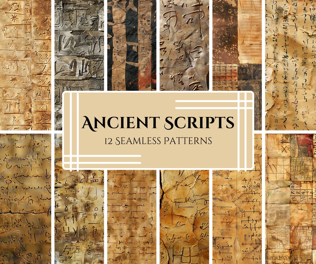 Vintage Script Digital Paper Bundle – Ancient Textures, Hieroglyphs ...