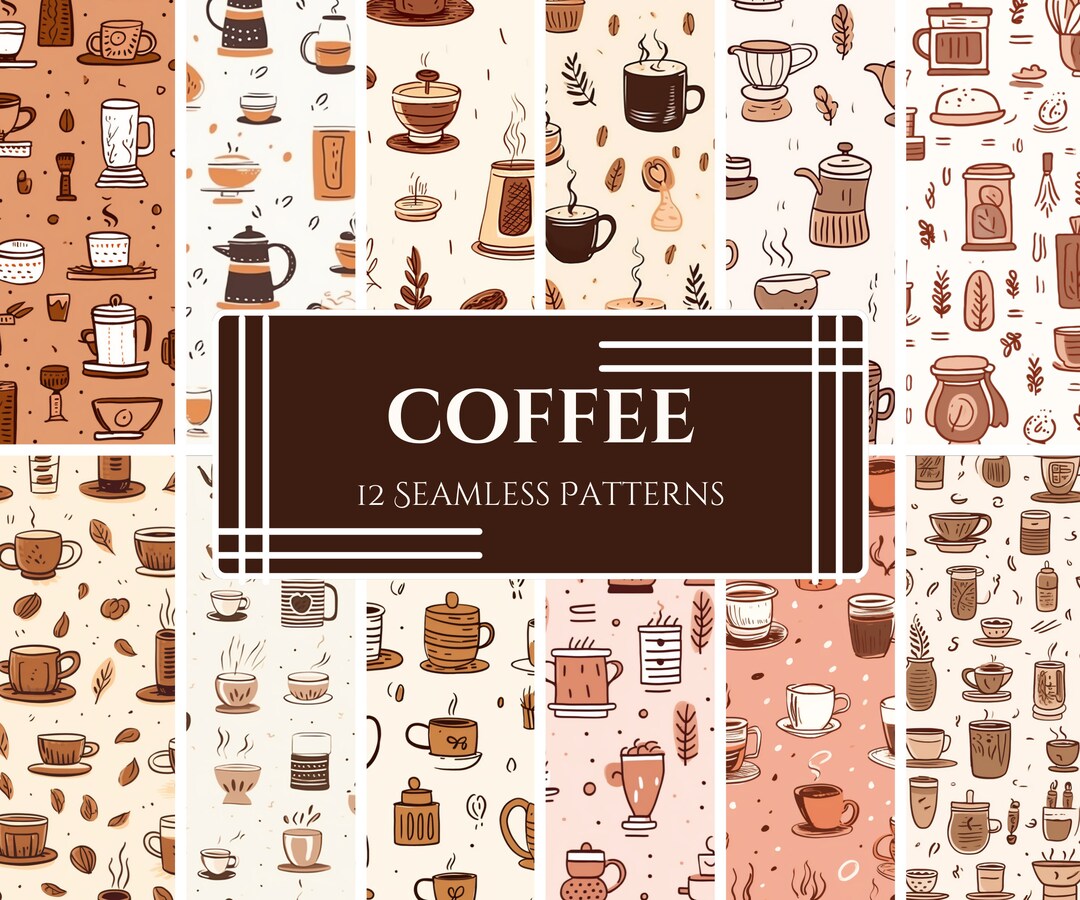 Coffee Doodle Patterns: Cozy Cafe PNG (digital Download) - Etsy