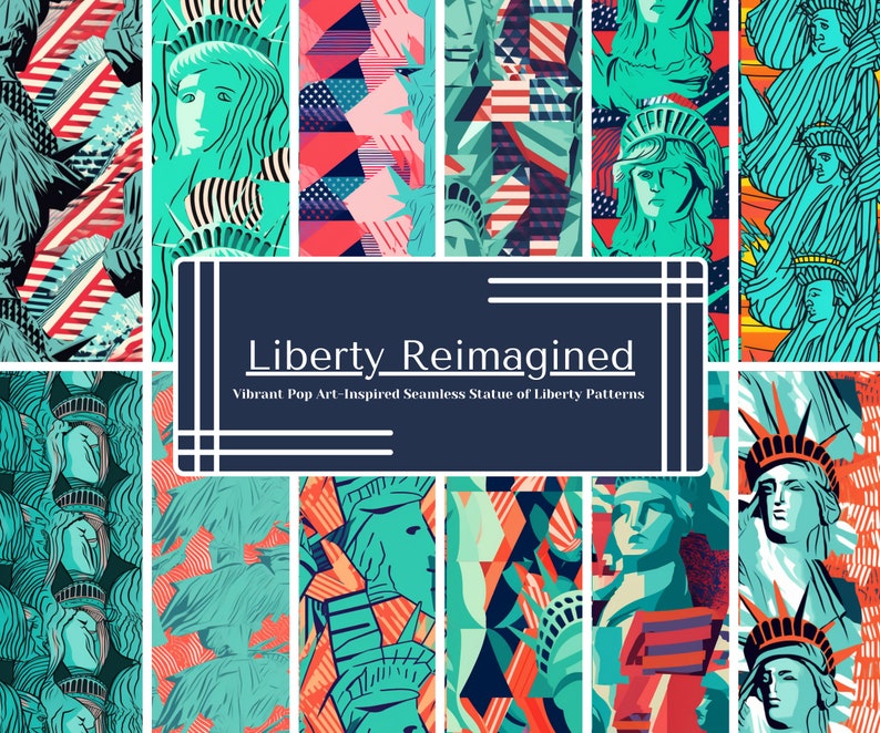 Statue of Liberty Pop Art Patterns: 12 Seamless, Eye-catching Digital ...