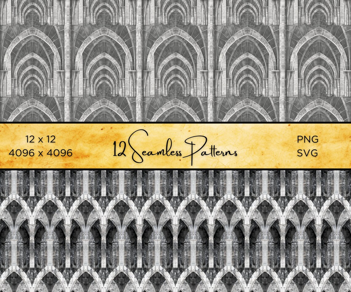 Gothic Cathedral Architecture Pattern Pack - Majestic Arches & Stone ...