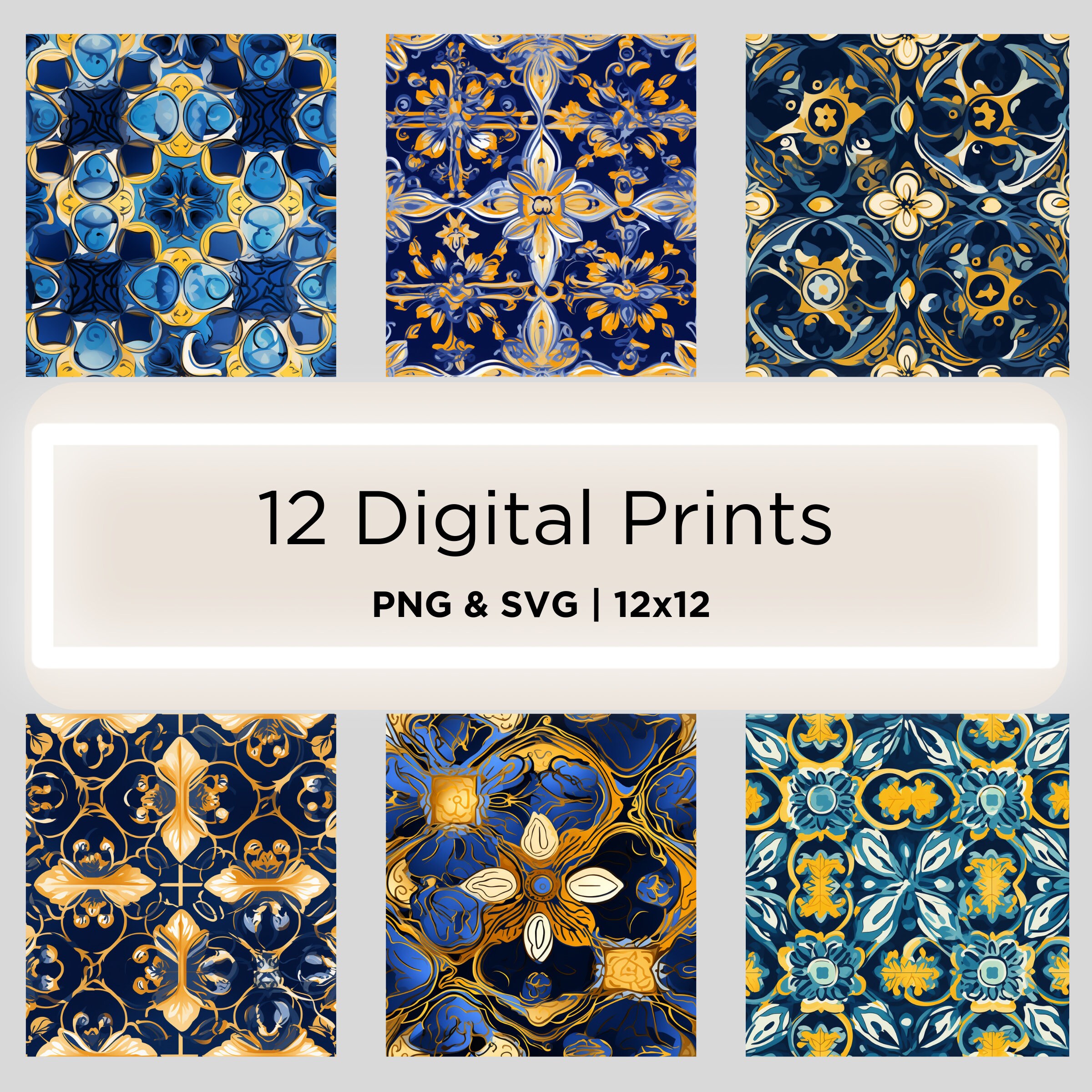 12 Islamic & Mexican Inspired Patterns, Gold Accent Talavera and ...