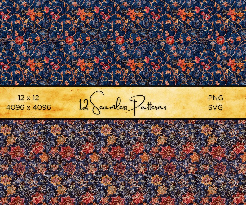 Southeast Asian Batik Digital Pattern Pack Wax-resist Technique Floral ...