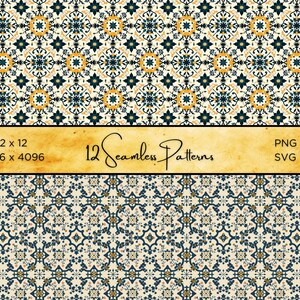 Andalusian Tile Pattern Pack: Floral & Arabic Motifs (PNG) - Etsy