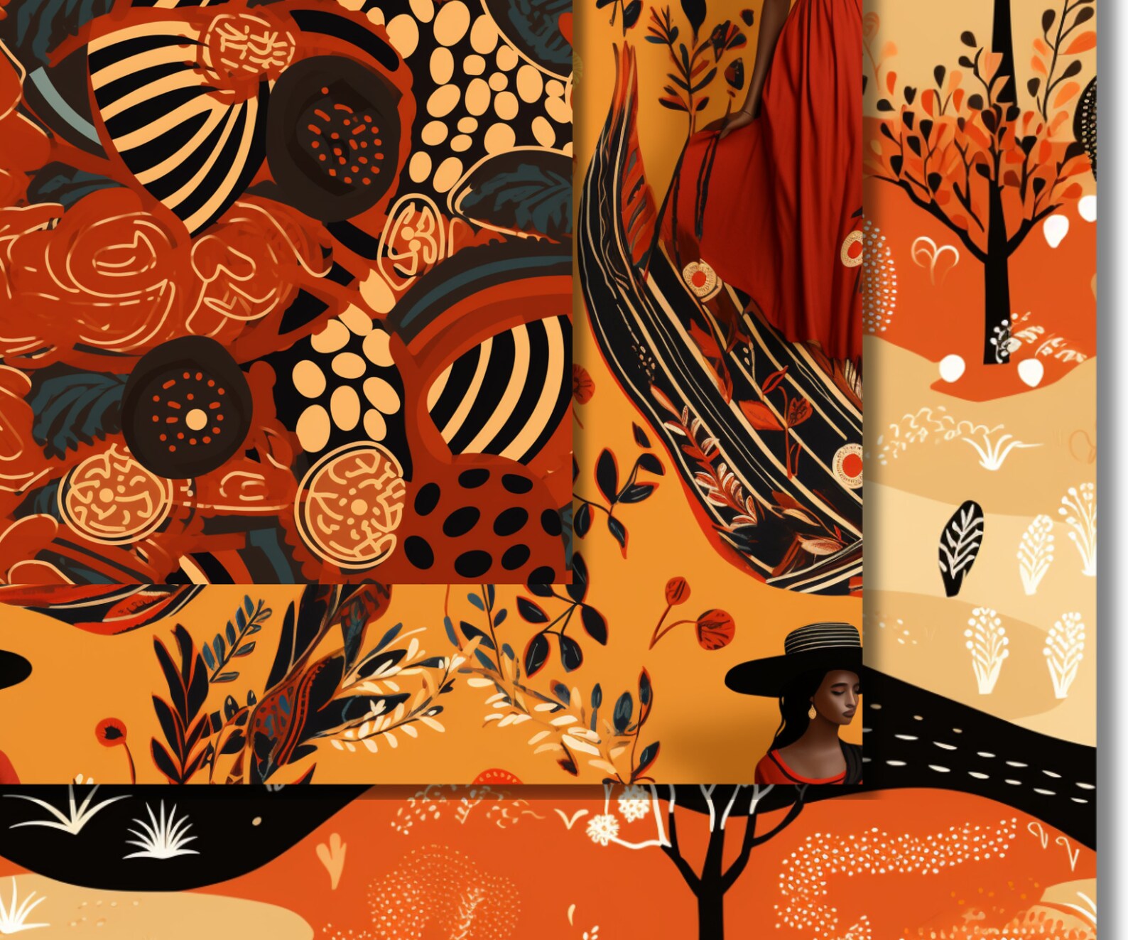 Fulani Voyage Floral & Tribal Pattern Pack - Earthy Tones Digital Paper ...