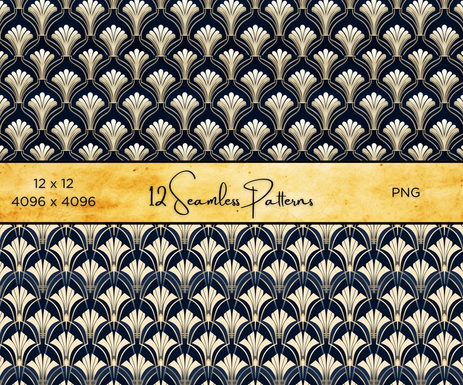 Luxurious Geometric Art Deco Wallpaper Pattern Pack Navy Blue, Cream ...