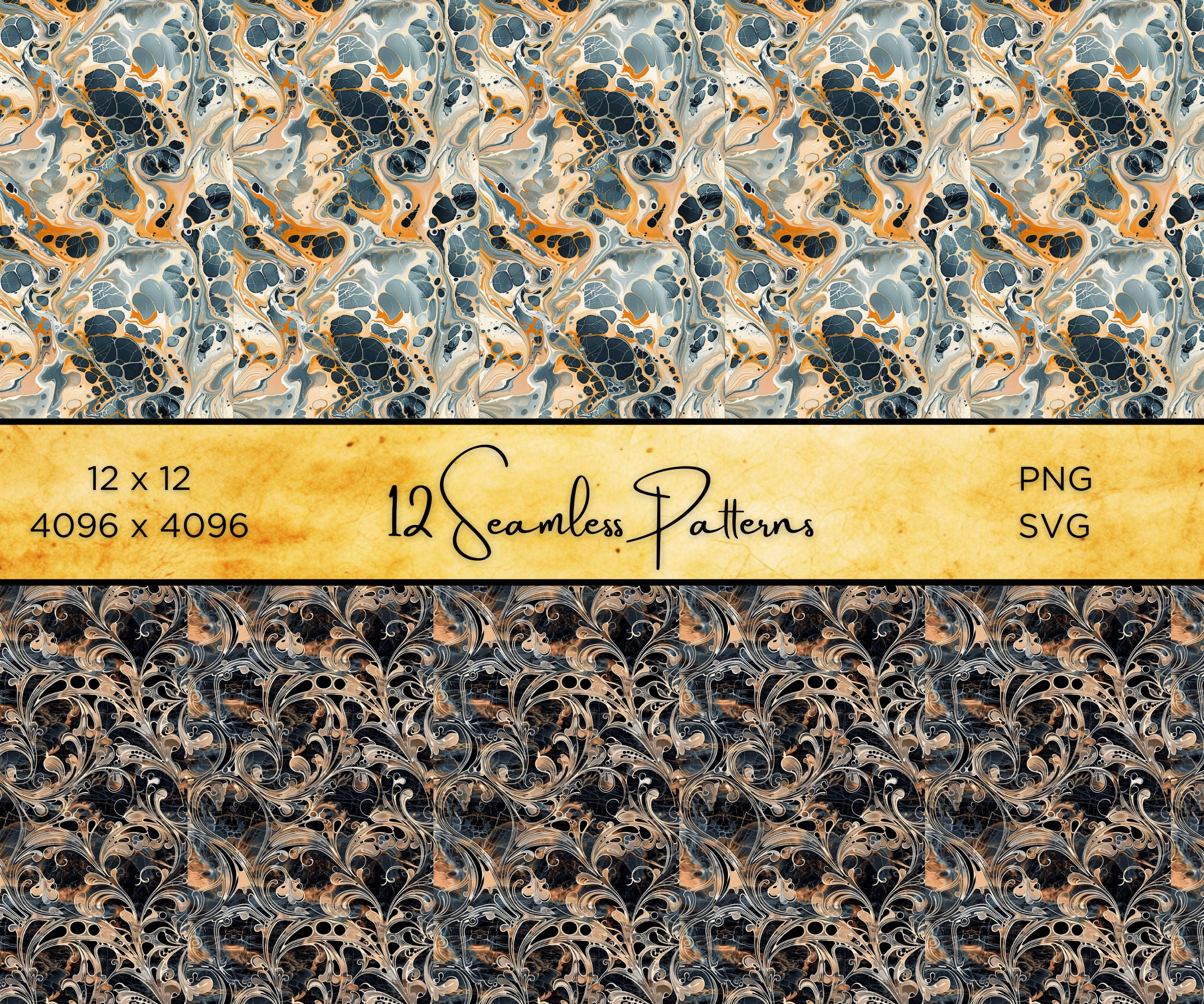 Renaissance Frescoes Marbled Digital Paper: Vintage Scrapbooking ...