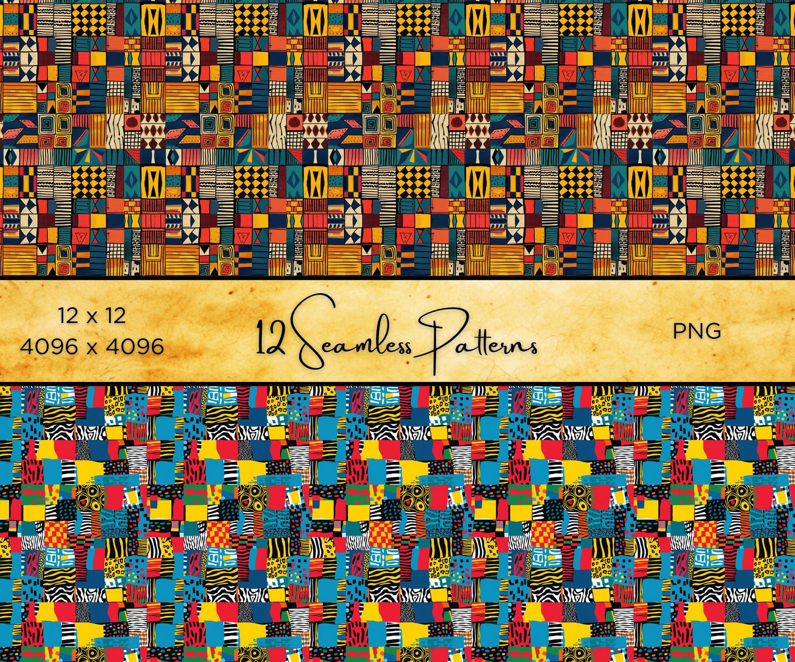 Ankara-inspired Digital Pattern Pack - Bold Geometric Abstract Designs ...