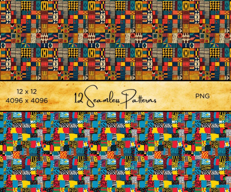 Ankara-inspired Digital Pattern Pack - Bold Geometric Abstract Designs ...