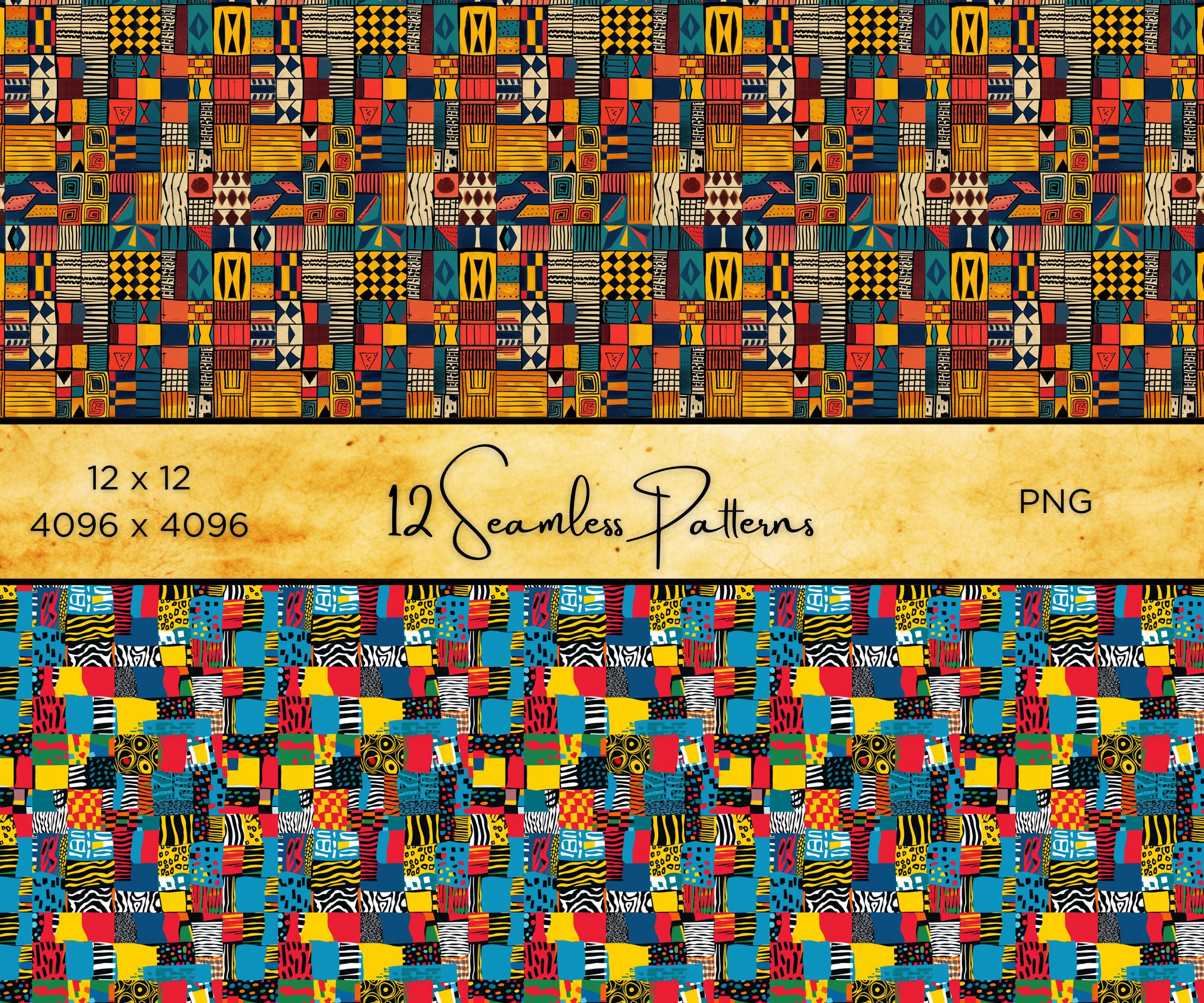 Ankara-inspired Digital Pattern Pack - Bold Geometric Abstract Designs ...