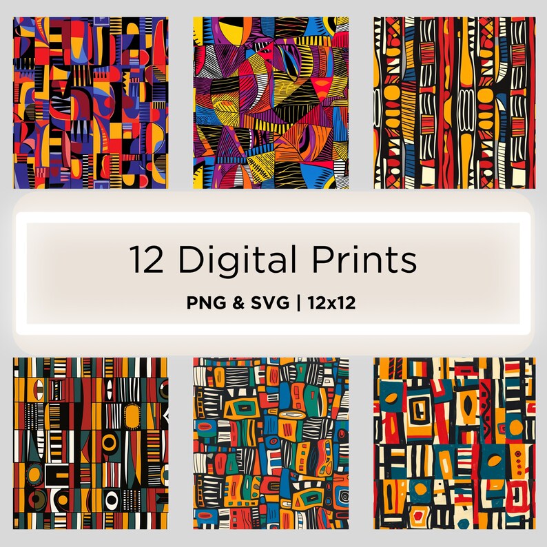 Ankara-inspired Digital Pattern Pack Bold Geometric Abstract Designs ...