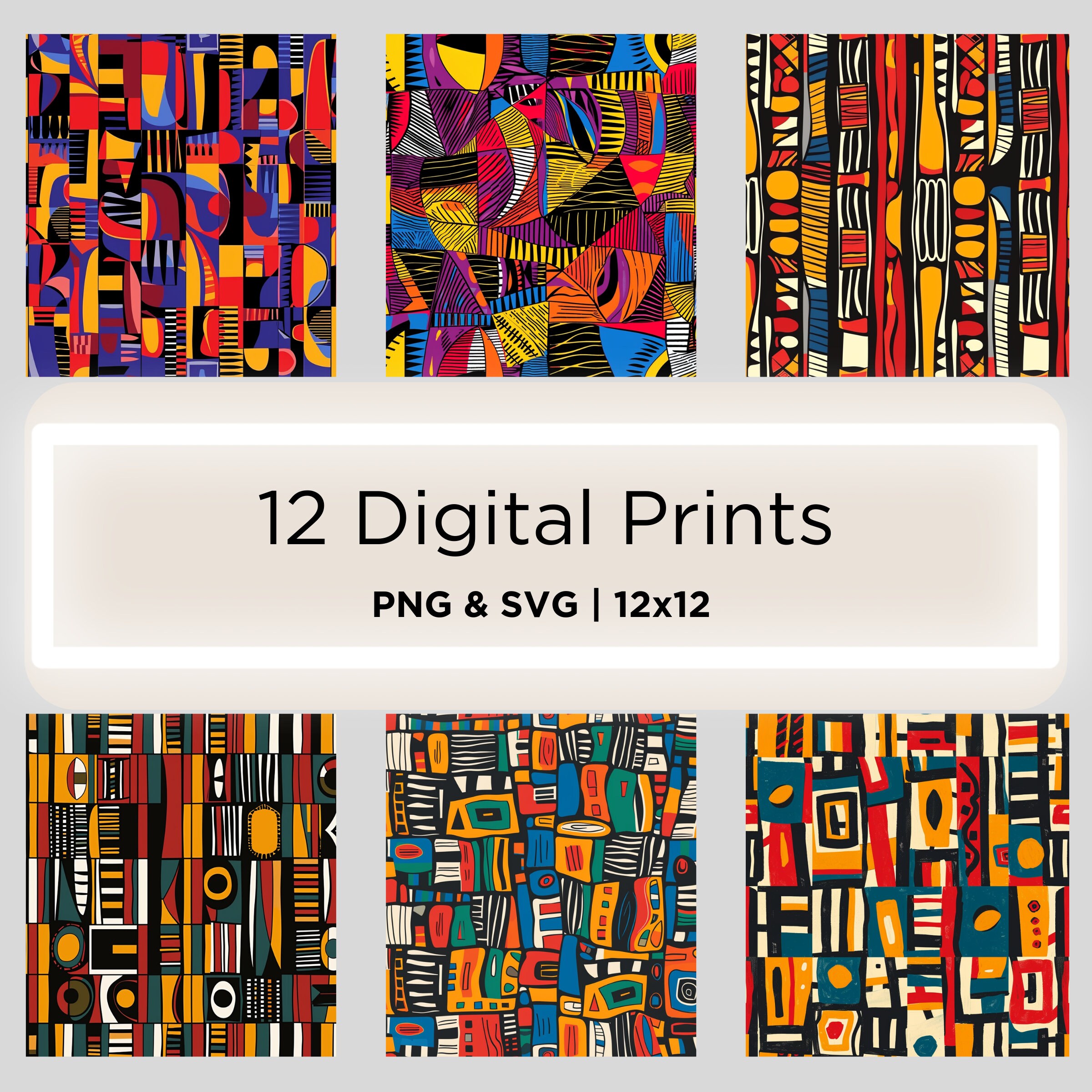 Ankara-inspired Digital Pattern Pack Bold Geometric Abstract Designs ...