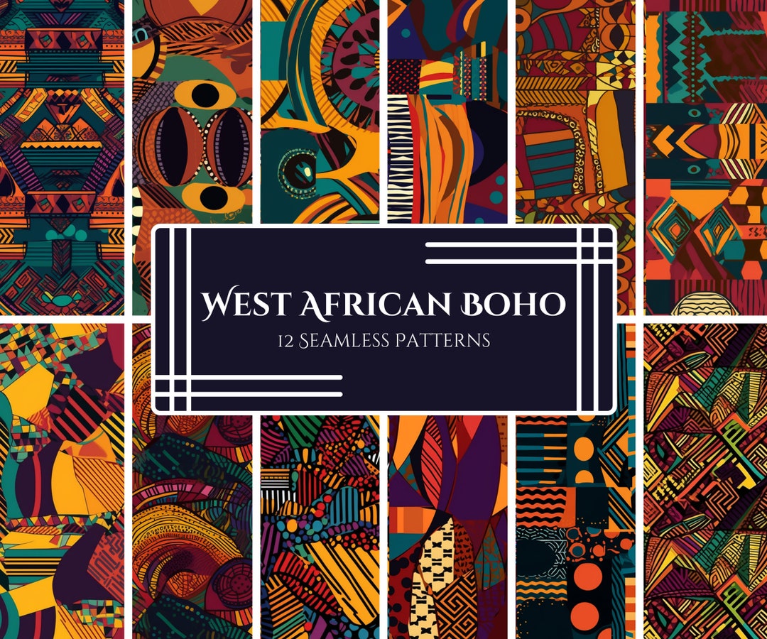 Ankara-inspired Afrocentric Design - 12 Vibrant African PNG Digital ...