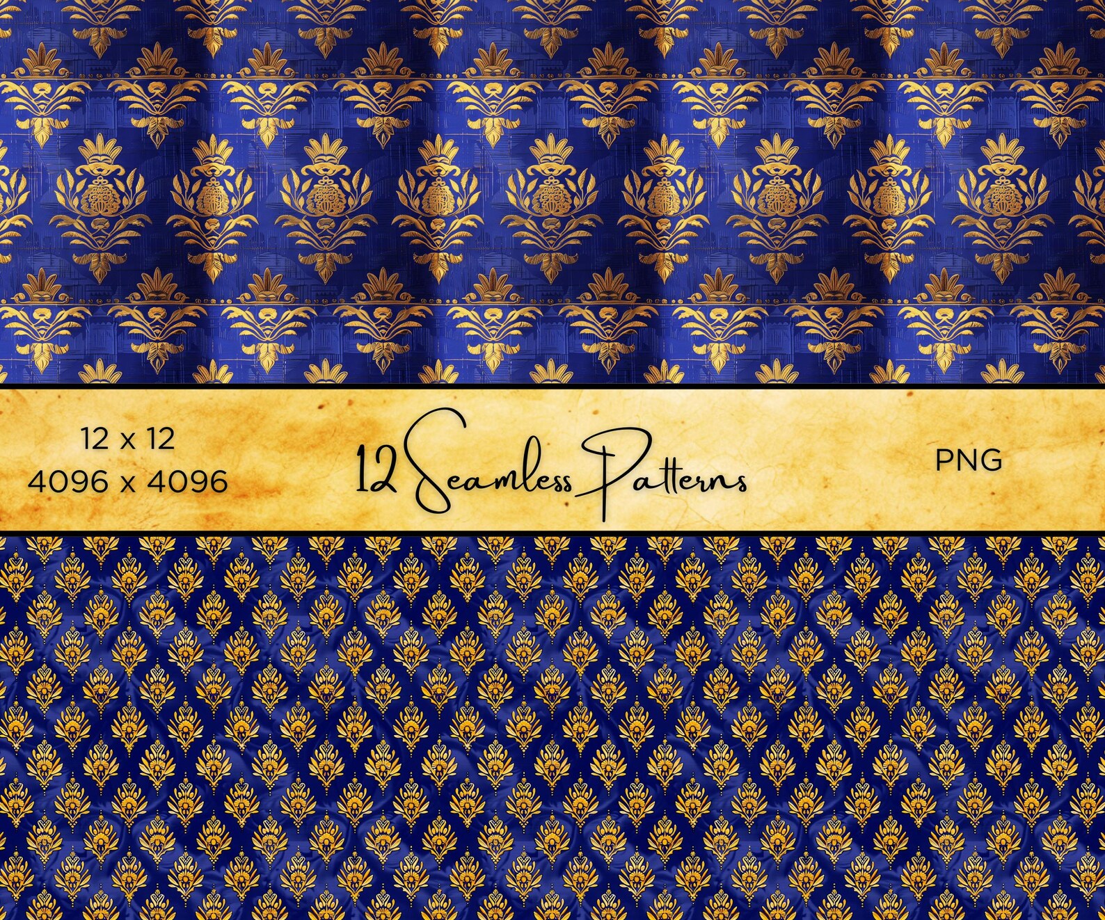 Luxurious Royal Blue and Gold Floral Ankara Pattern Pack – Mandingo ...