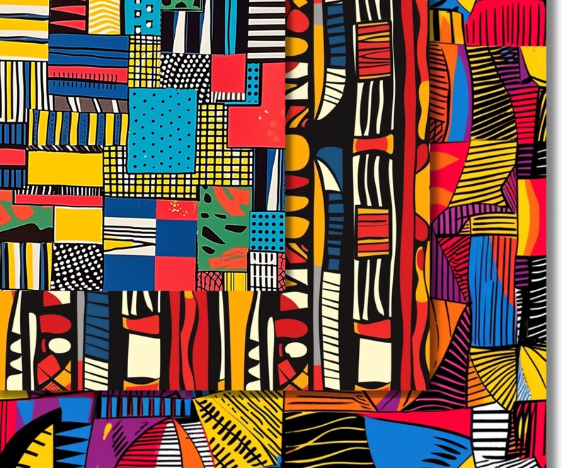 Ankara-inspired Digital Pattern Pack - Bold Geometric Abstract Designs ...