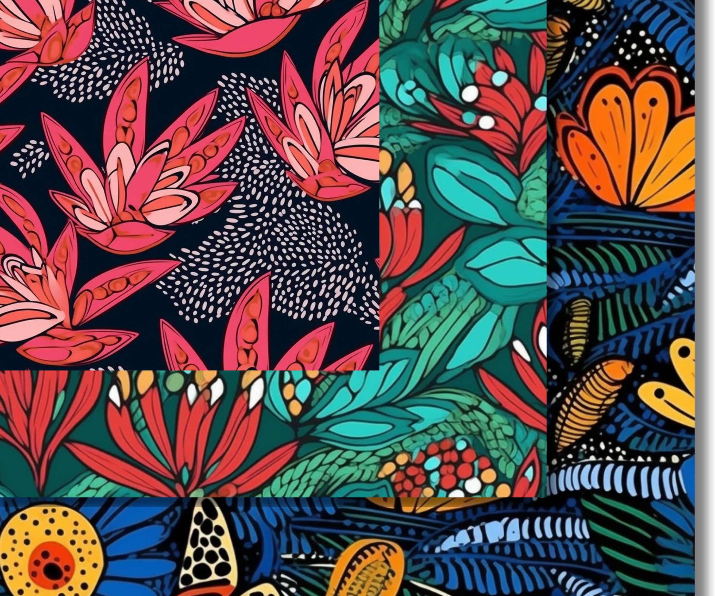 African Floral Pattern Pack: 12 Vibrant PNG Digital Papers (digital ...