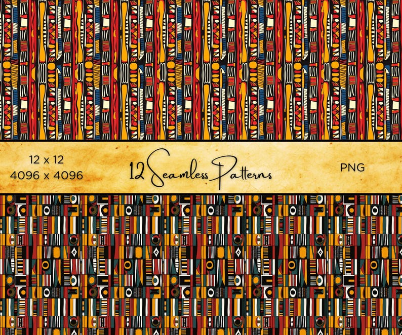 Ankara-inspired Digital Pattern Pack - Bold Geometric Abstract Designs ...