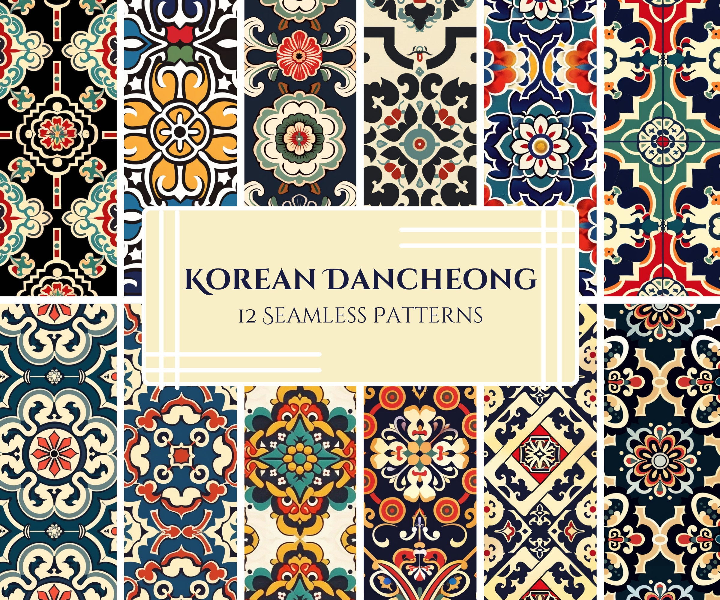 Traditional Korean Dancheong Inspired Pattern Pack – Vintage Floral ...