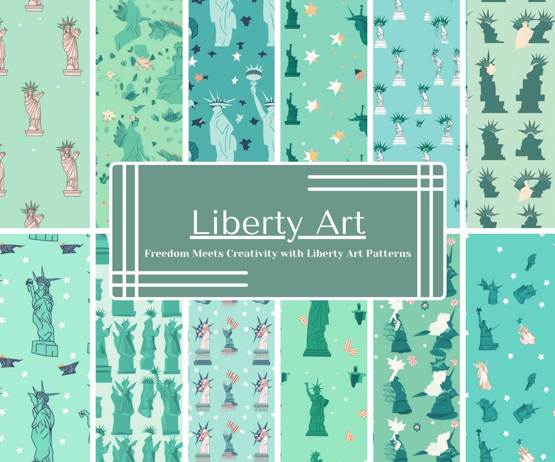 Statue of Liberty Patterns: 12 Seamless, Abstract Eye-catching Digital ...