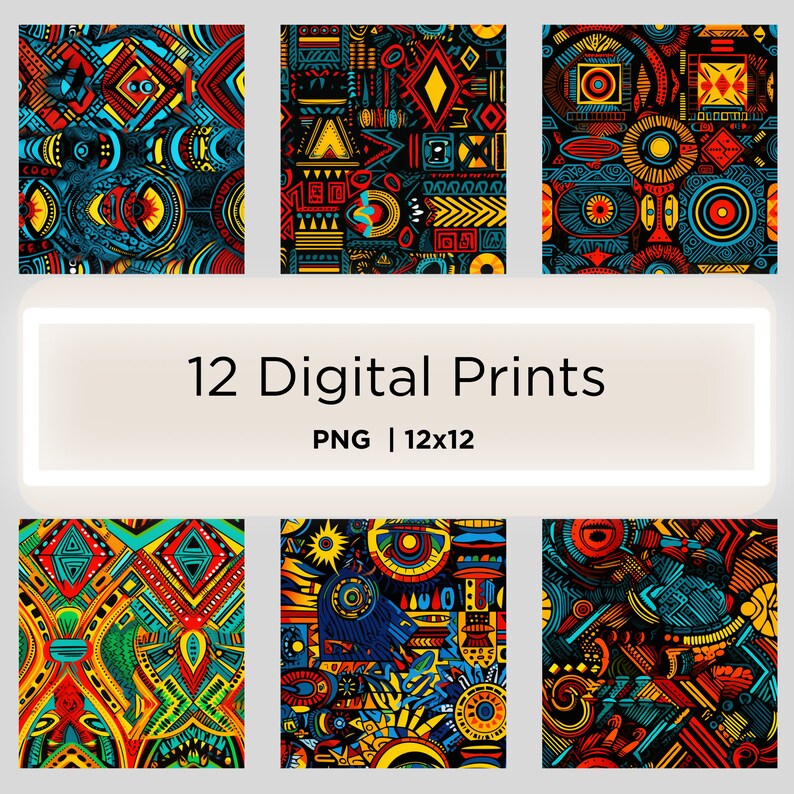 Ankara-inspired Afrocentric Design - 12 Vibrant African PNG Digital ...