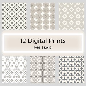 Neutral Motifs Pattern Pack | Geometric Floral | Abstract Organic ...