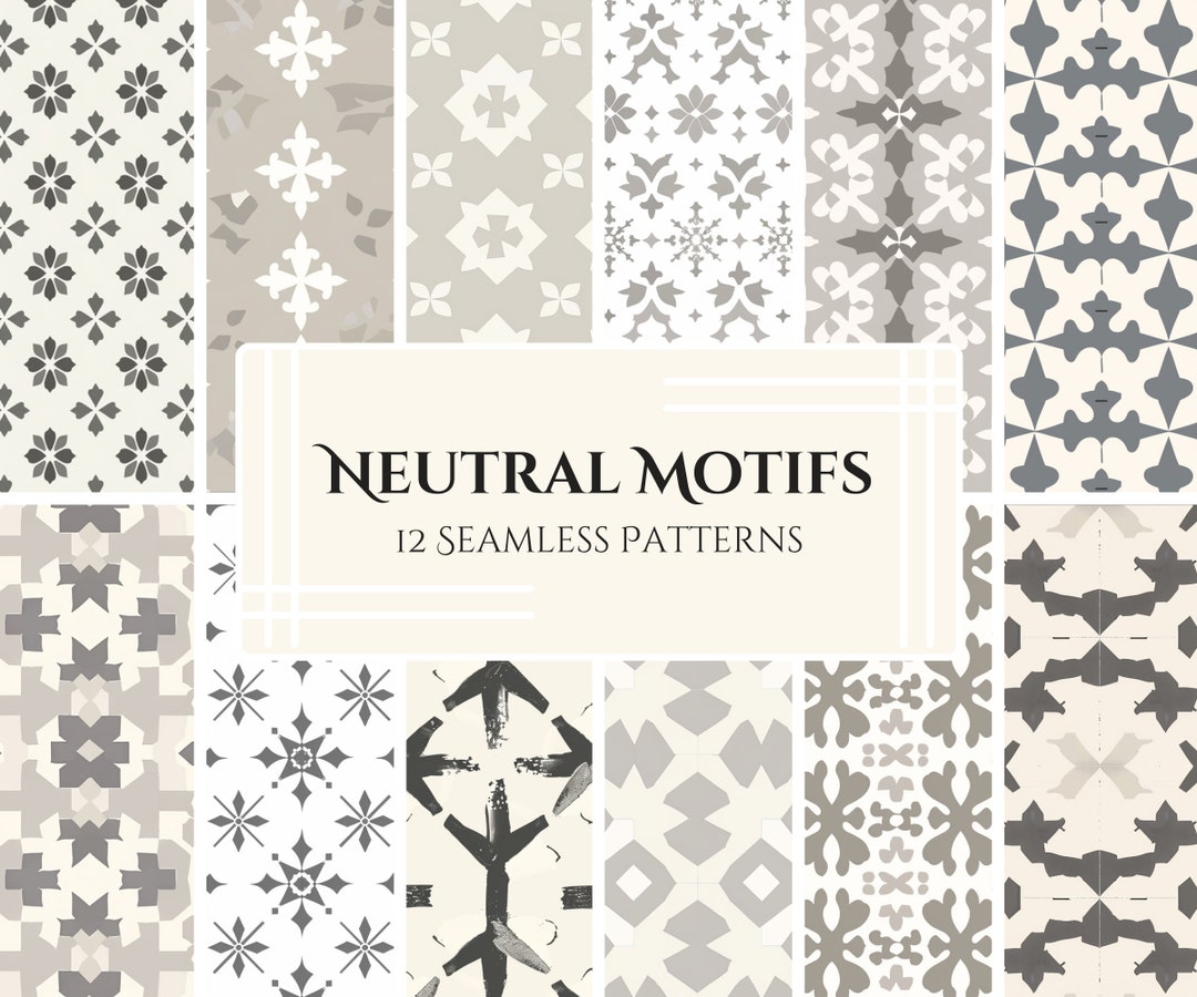 Neutral Motifs Pattern Pack | Geometric Floral | Abstract Organic ...
