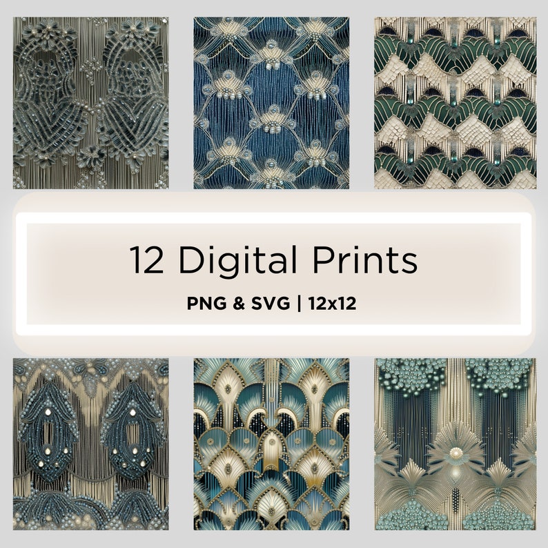 Flapper Elegance: Art Deco Patterns, Beaded Fringes & Fan Motifs on ...