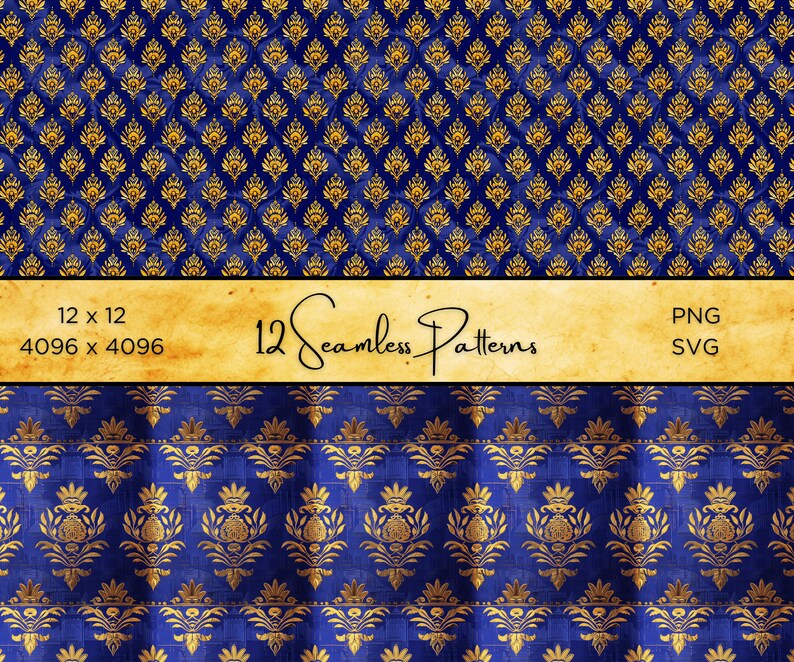 Luxurious Royal Blue and Gold Floral Ankara Pattern Pack Mandingo ...