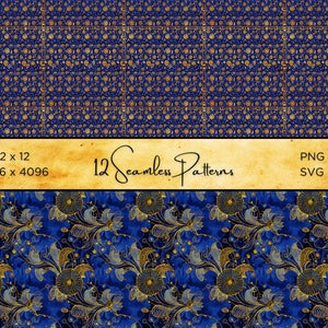 Luxurious Royal Blue and Gold Floral Ankara Pattern Pack Mandingo ...