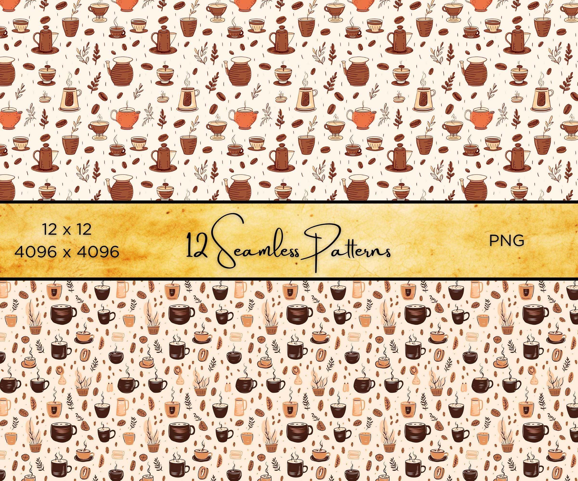 Coffee Doodle Patterns: Cozy Cafe PNG (digital Download) - Etsy