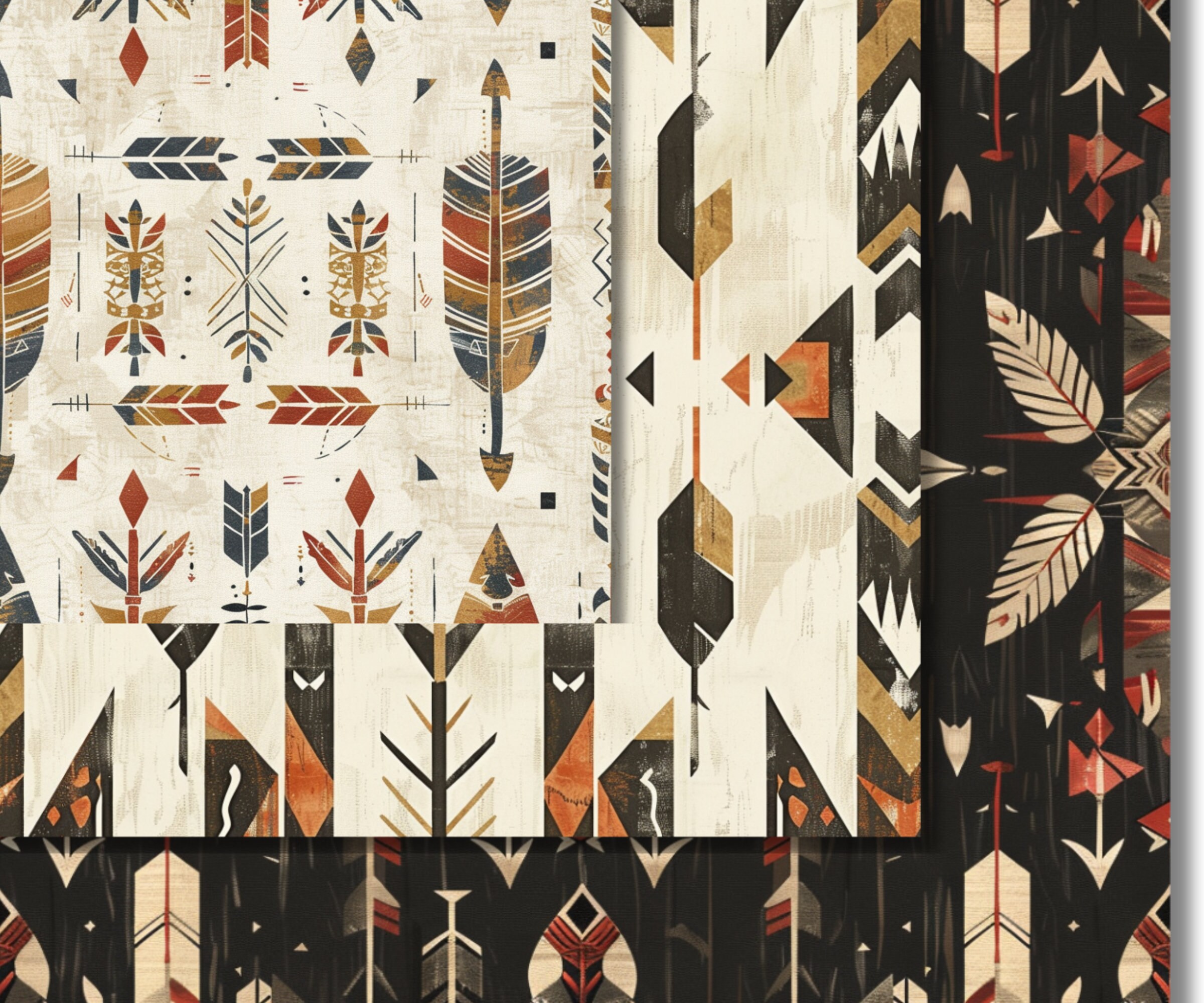 Tribal Totem Vector Patterns Native Shapes Bundle, Boho Feather & Arrow ...