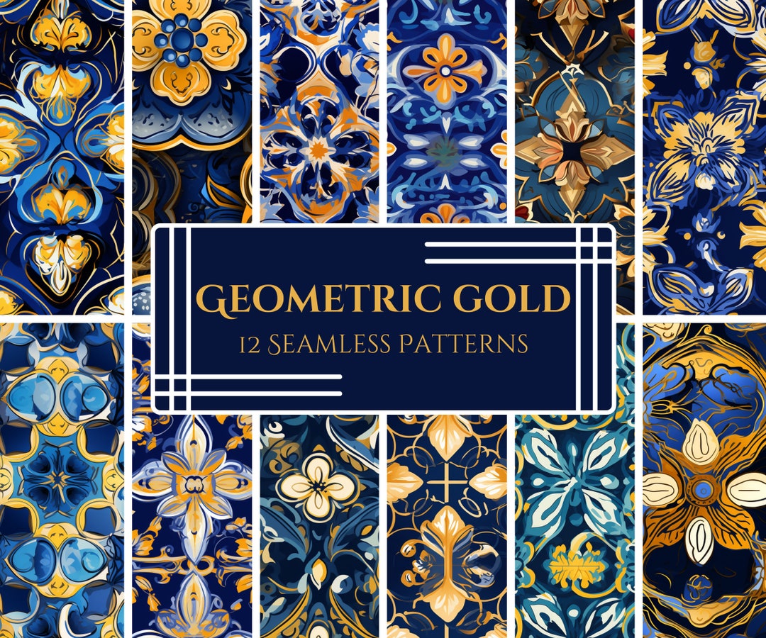 12 Islamic & Mexican Inspired Patterns, Gold Accent Talavera and ...