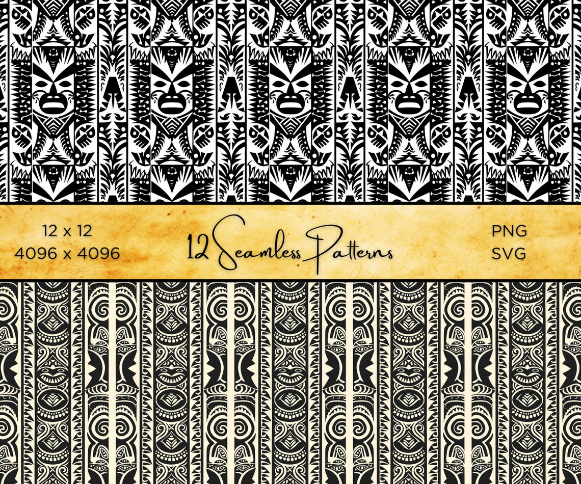 Polynesian Tribal Pattern Pack: Oceanic Art, PNG Files (digital ...