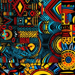 Ankara-inspired Afrocentric Design - 12 Vibrant African PNG Digital ...