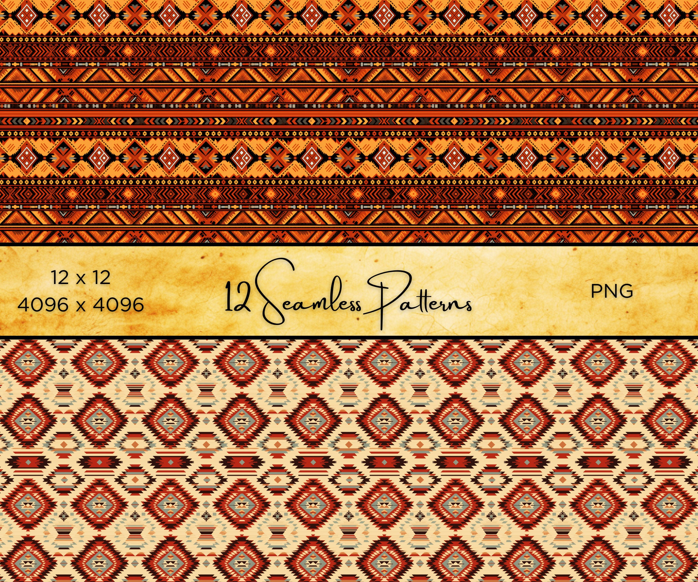 Native American Inspired Digital Patterns Pack – Earthy Geometric ...