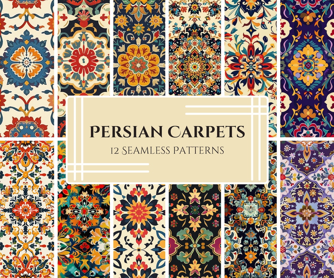 Persian Carpet Patterns: Floral & Geometric Designs (PNG) - Etsy