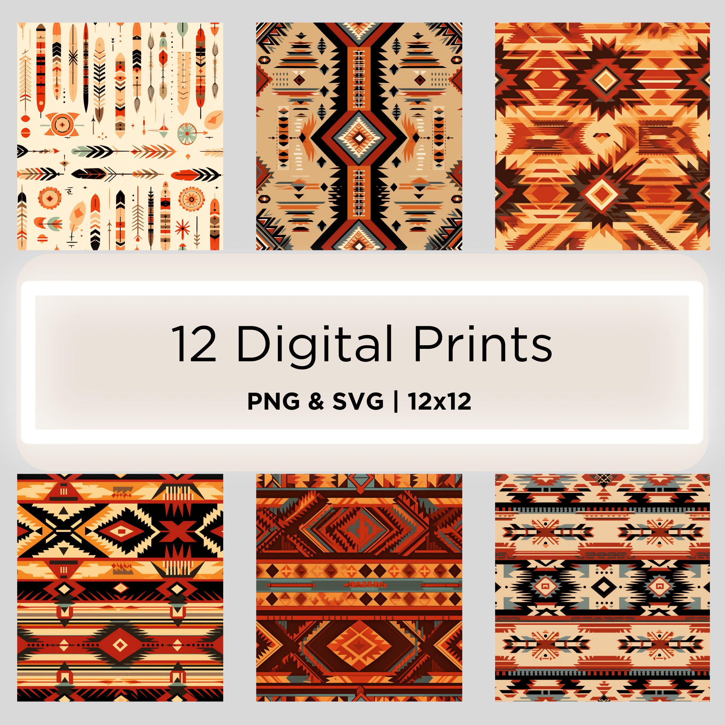 Native American Inspired Digital Patterns Pack Earthy Geometric Designs ...