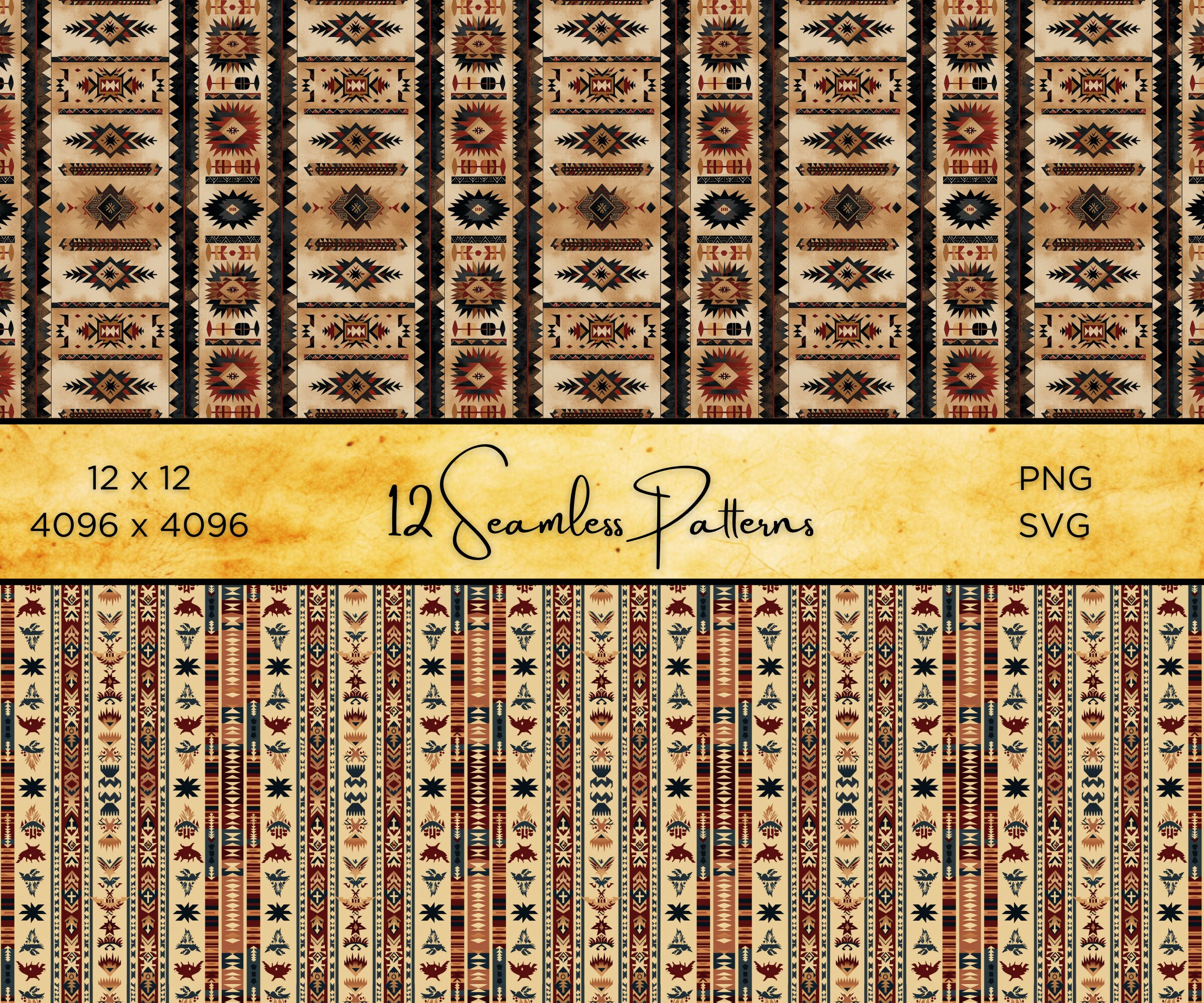 Native American Inspired Tapestry Patterns Pack - Southwestern Tribal ...