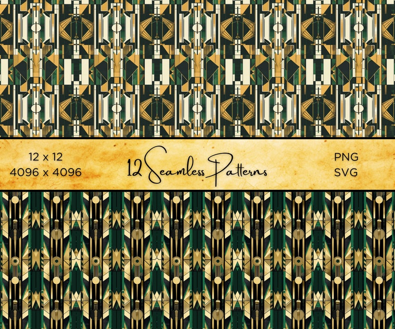 Art Deco Geometric Patterns: 1920s Style (PNG) - Etsy