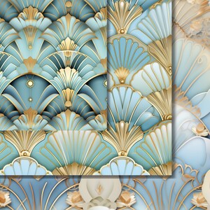 Art Deco Fan Pattern Pack Luxurious Vintage Backdrop With - Etsy