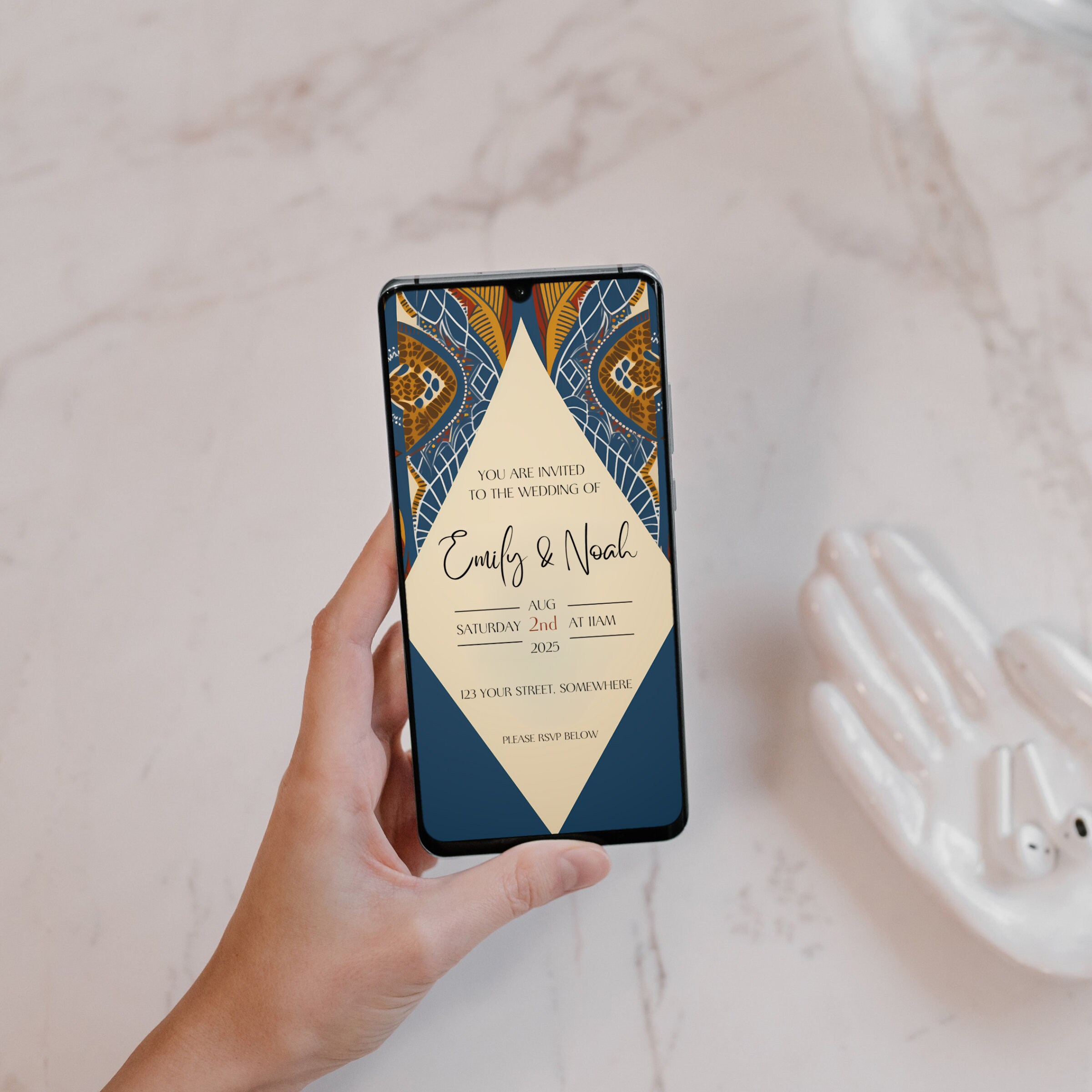 Ankara Wedding Evite: West African Smartphone Invitation With QR Code ...