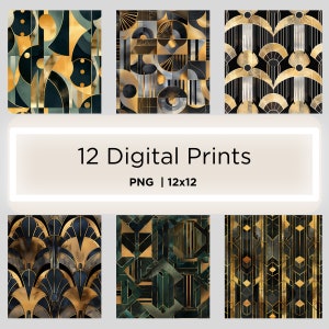 Metallic Deco Pattern Pack - 1920s-1930s Art Deco, Bold Geometric ...