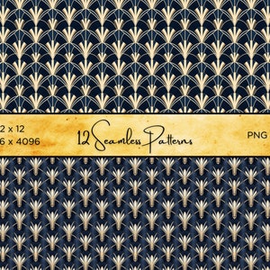 Luxurious Geometric Art Deco Wallpaper Pattern Pack - Navy Blue, Cream ...