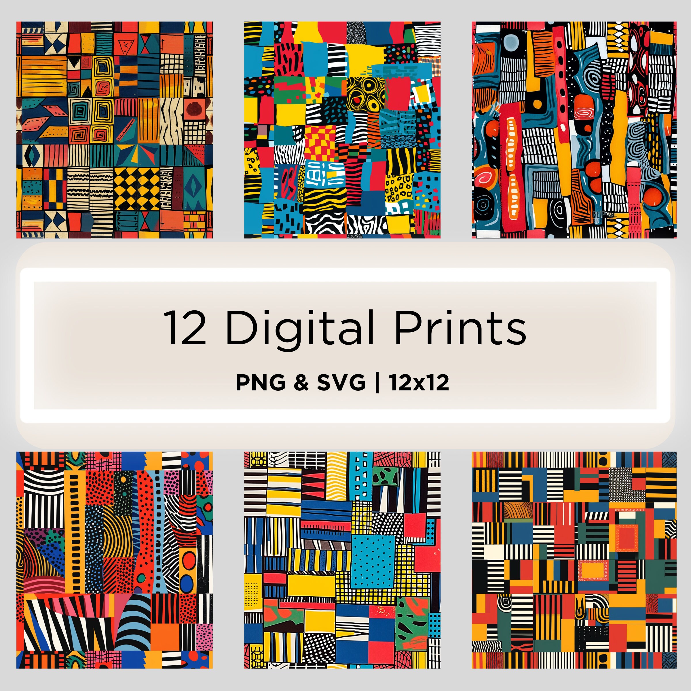 Ankara-inspired Digital Pattern Pack Bold Geometric Abstract Designs ...