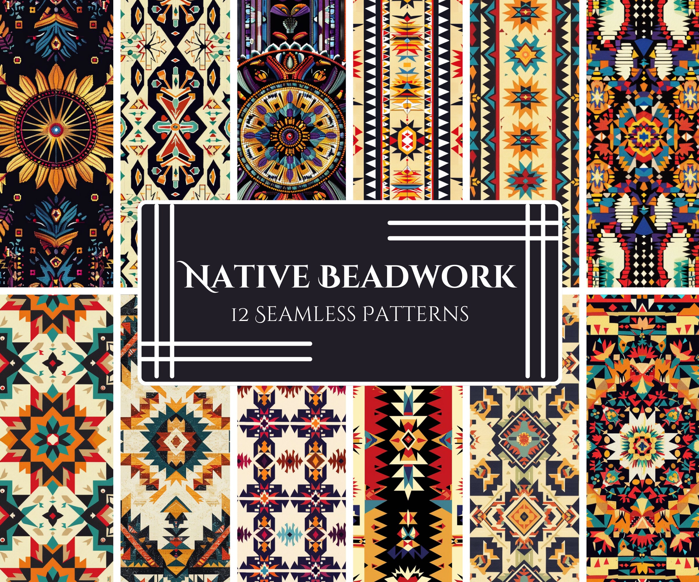 Native American Beadwork Patterns: Tribal Geometric Designs (PNG) - Etsy