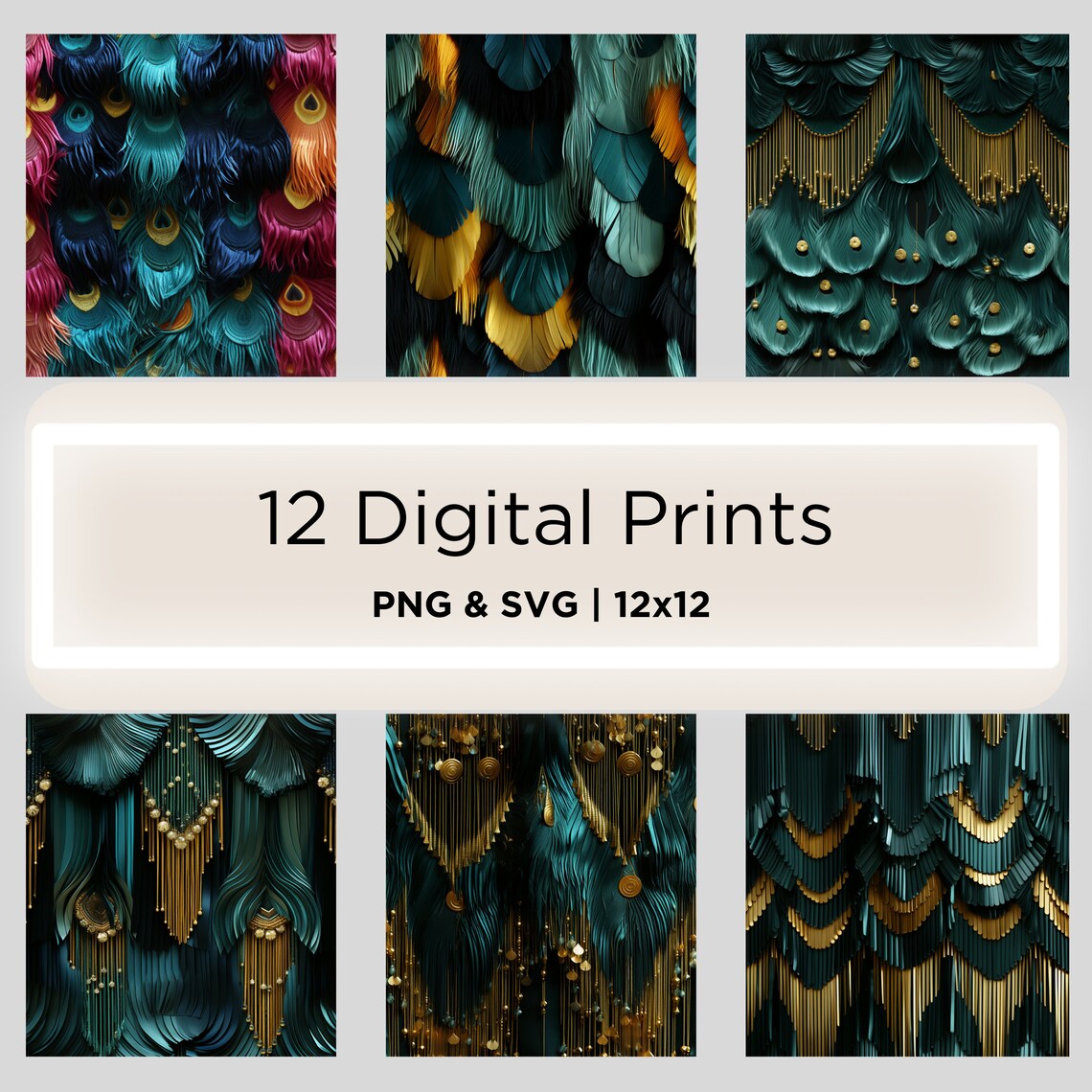 1920s Art Deco Fringe Patterns - Digital Flapper Tassel Designs PNG ...